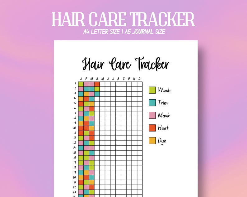 Printable Hair Care Tracker, Monthly Log, Beauty Routine Tracking, Self ...