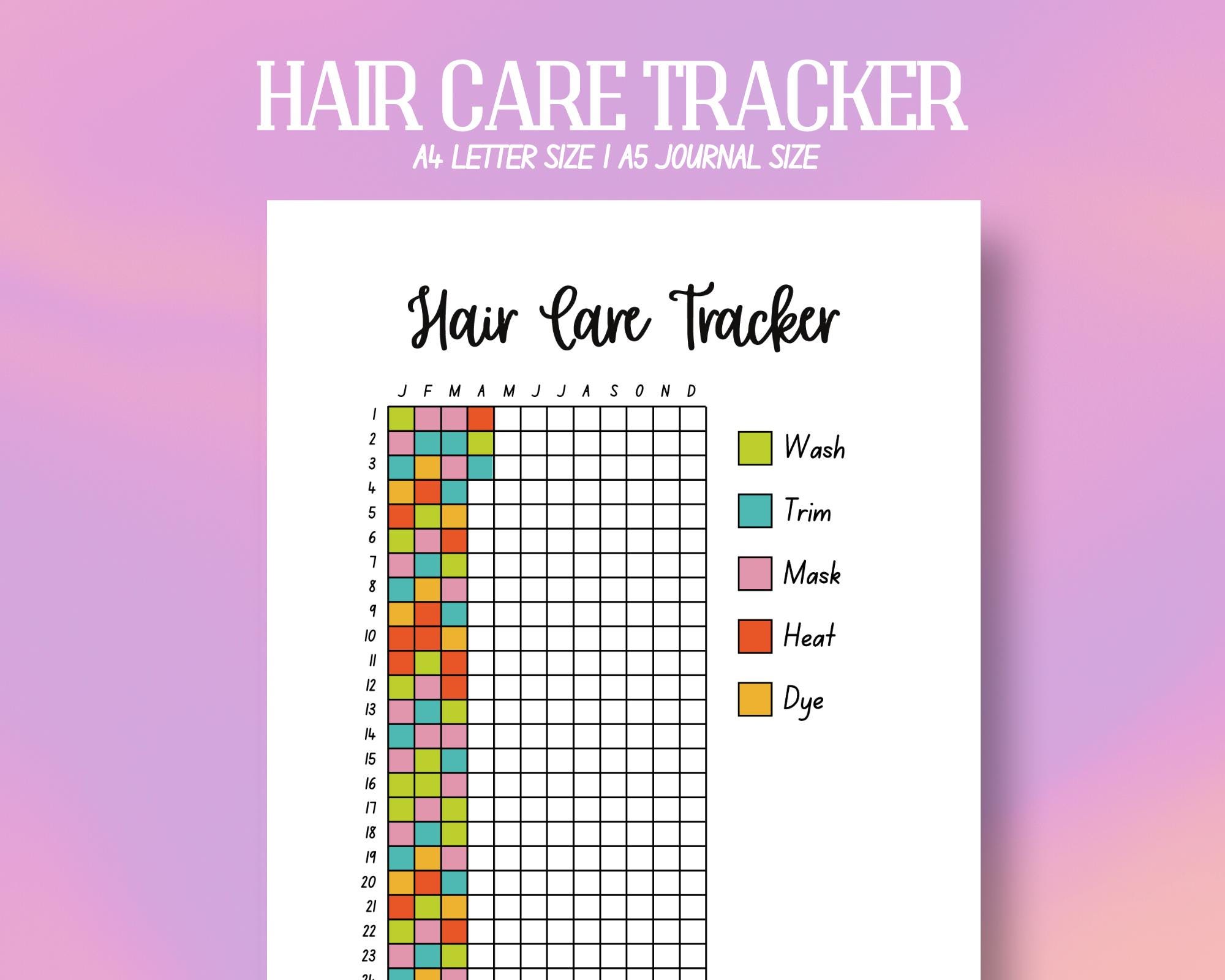 Printable Hair Care Tracker, Monthly Log, Beauty Routine Tracking, Self ...