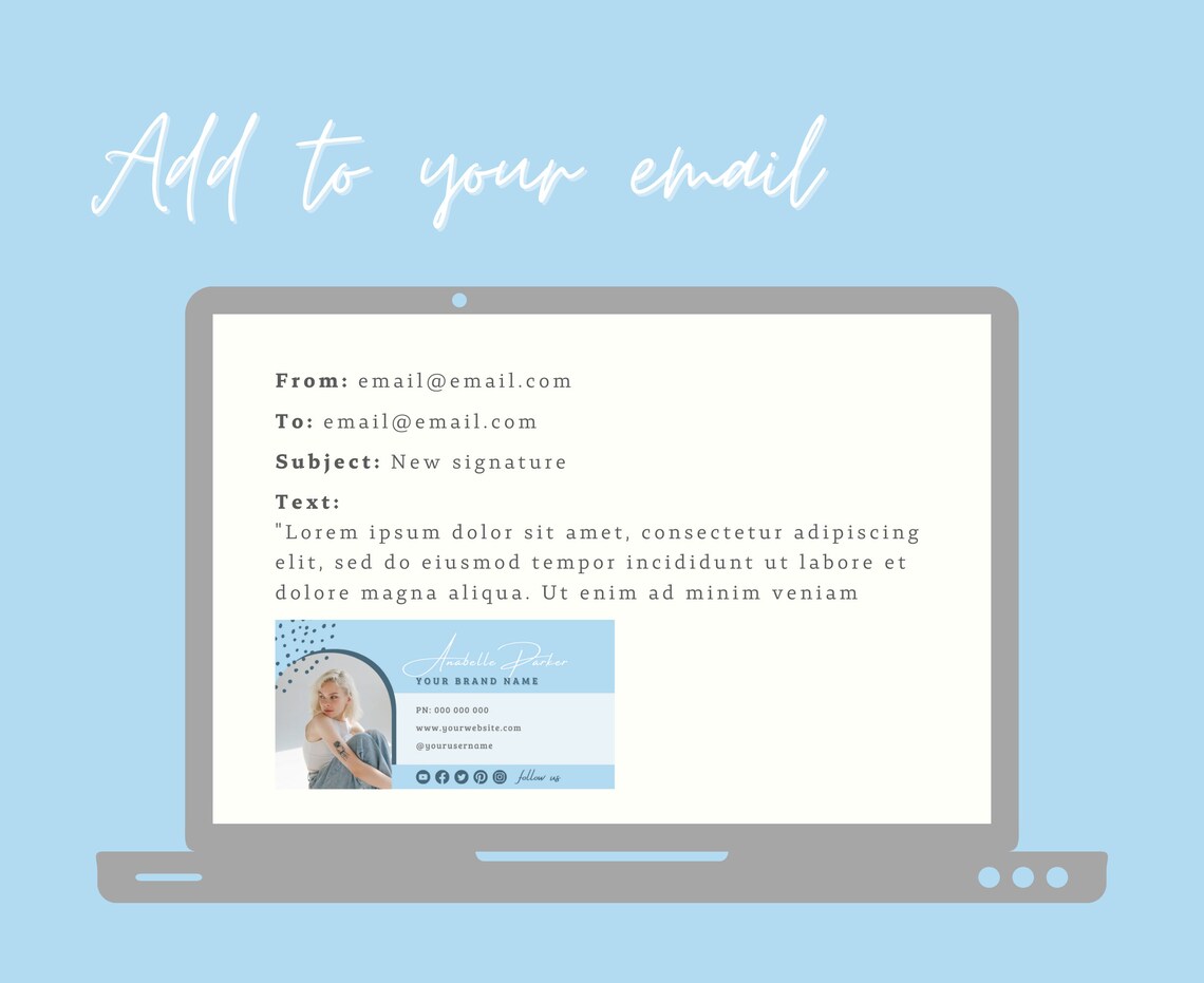 Email Signature Template Canva Blue Branding Business Email Signature ...