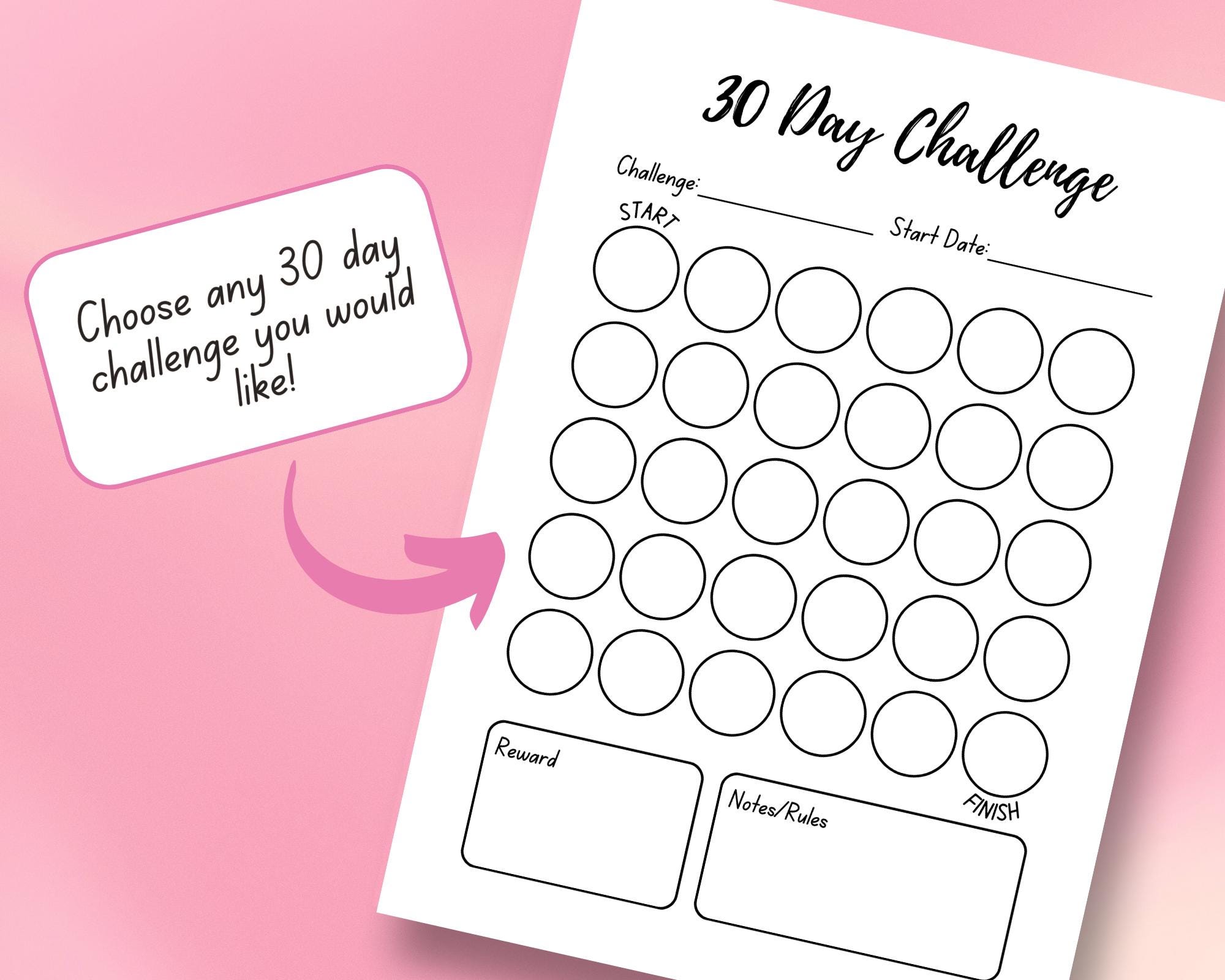 Printable 30 Day Challenge Tracker, Monthly Log Game, Fun Habit, Adult ...