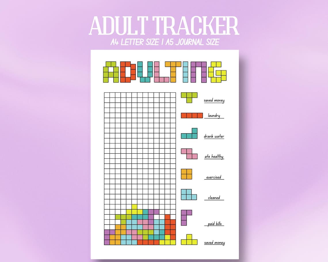 Printable Adulting Tracker, Monthly Log Game, Fun Habit, Adult Task ...