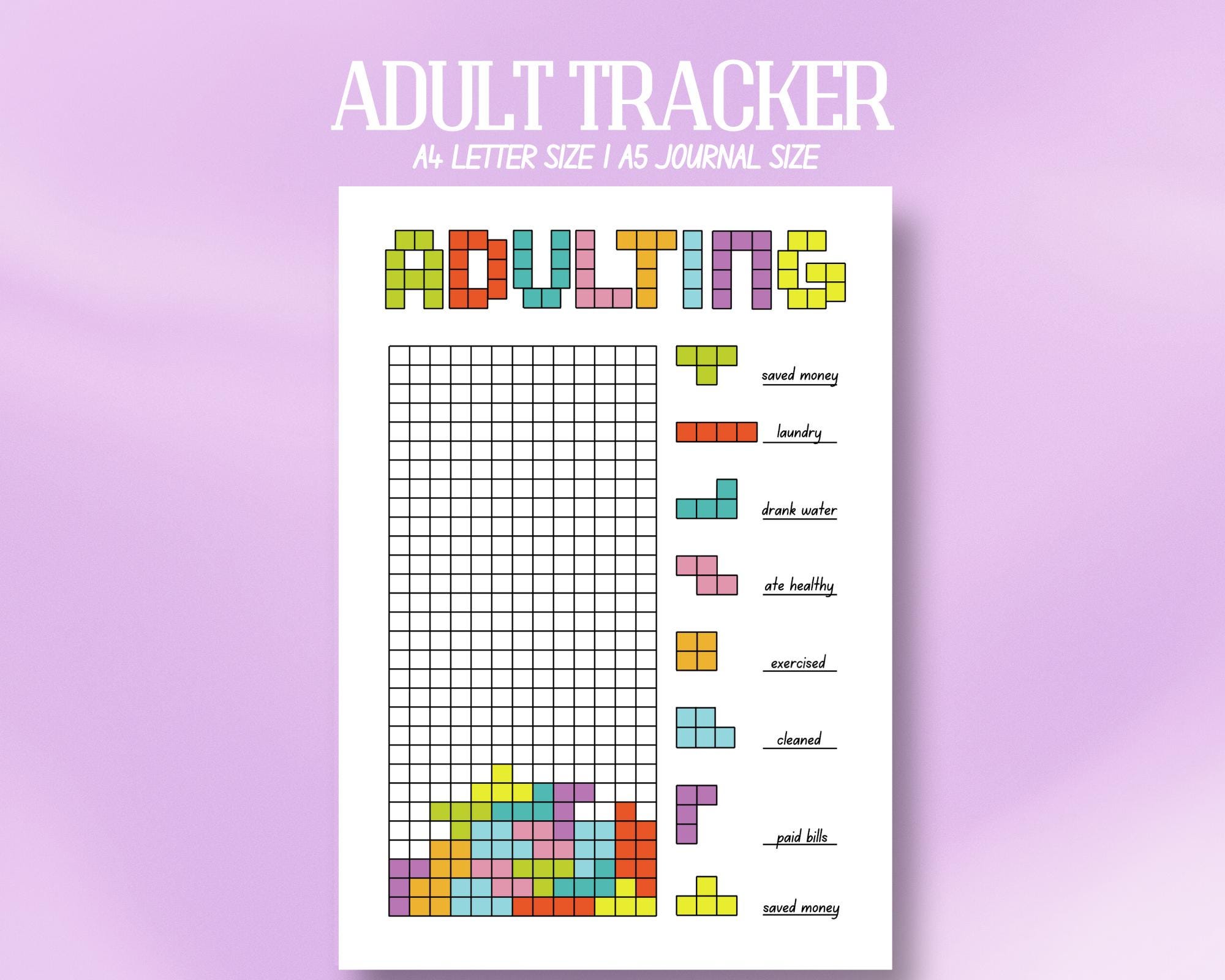 Printable Adulting Tracker, Monthly Log Game, Fun Habit, Adult Task ...