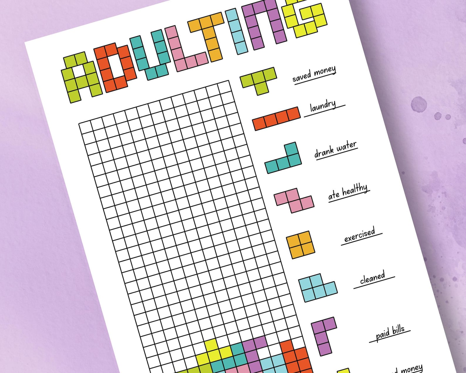 Printable Adulting Tracker, Monthly Log Game, Fun Habit, Adult Task ...