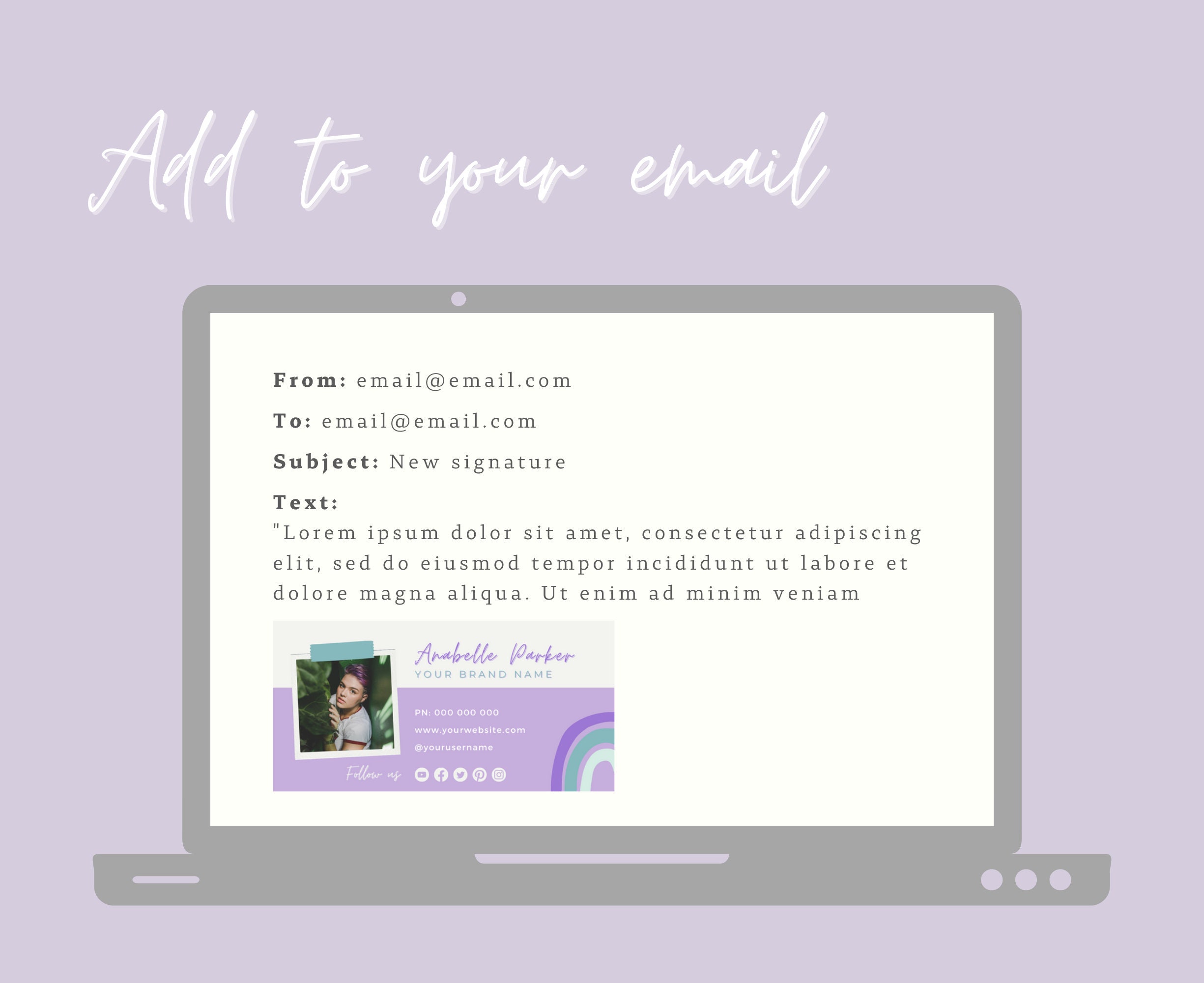 Email Signature Template Canva | Lilac Branding Business Email ...
