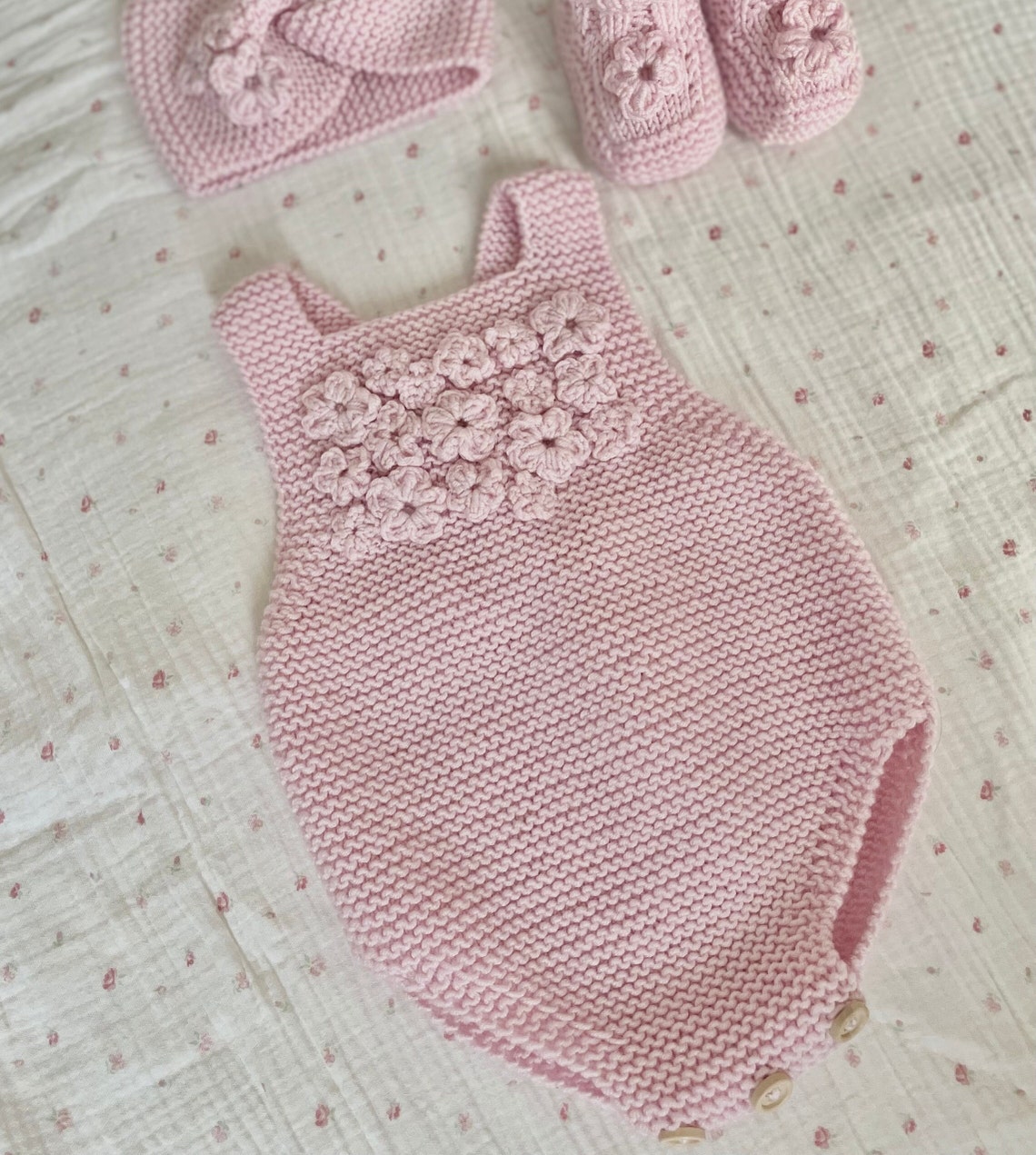 Hand Knitted Baby Romper Set: Organic Cotton Newborn Outfit - Etsy