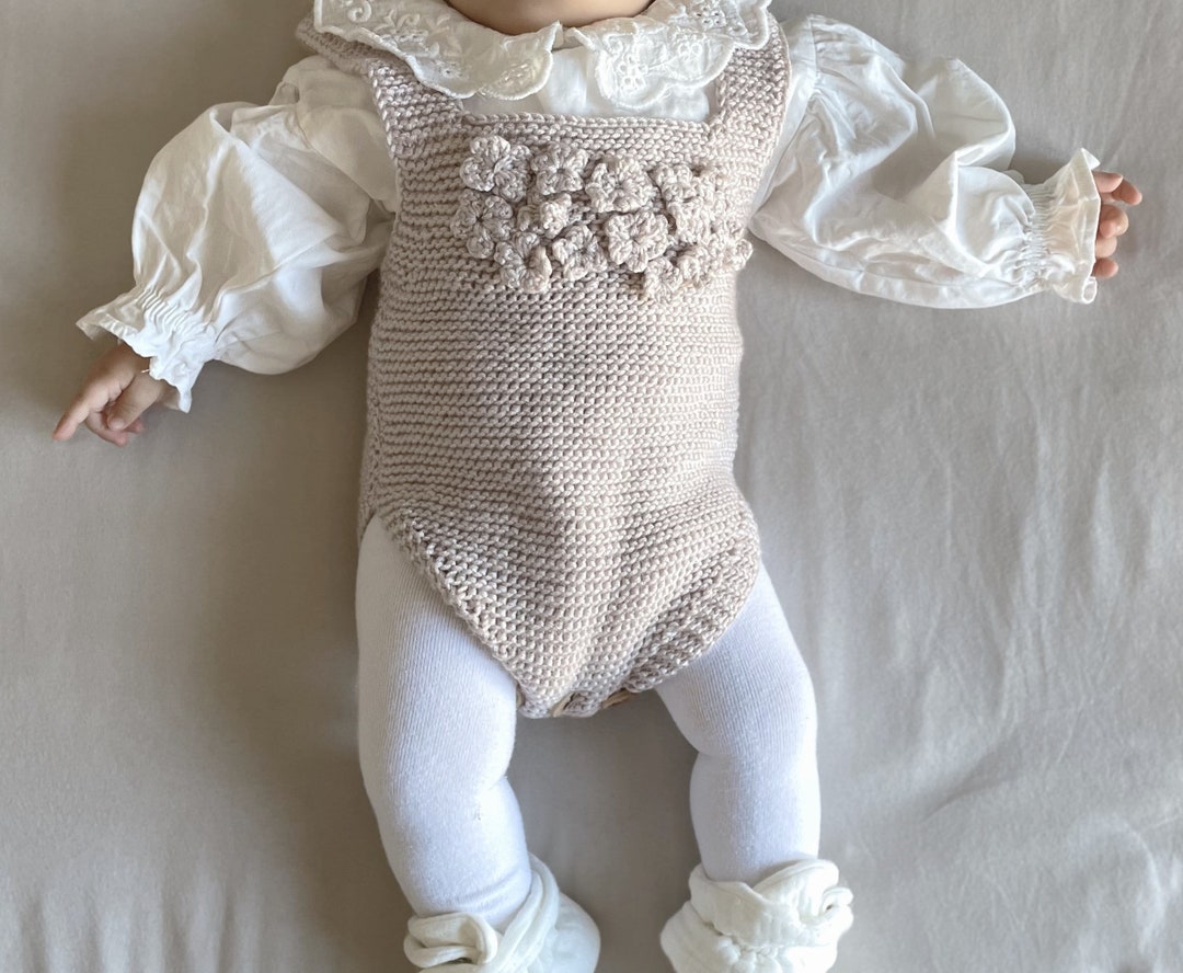 Hand Knitted Baby Romper Set, Hand Knitted Headband, Knitted Baby Socks ...