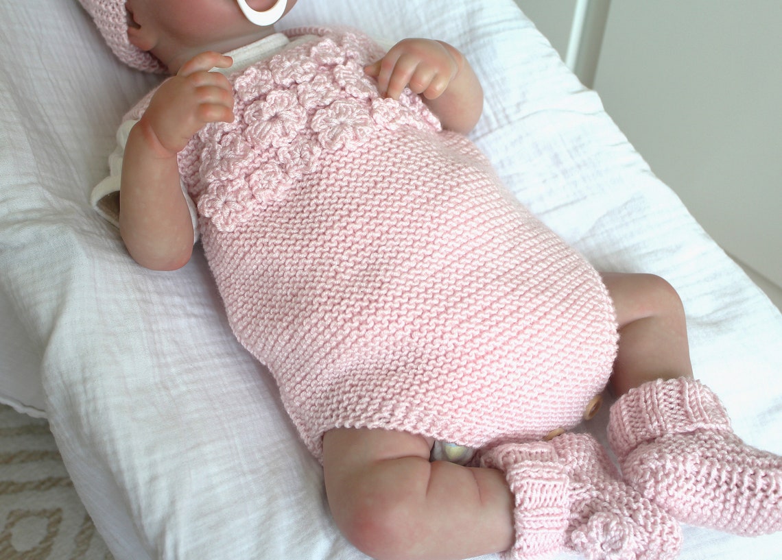 Hand Knitted Baby Romper Set: Organic Cotton Newborn Outfit - Etsy