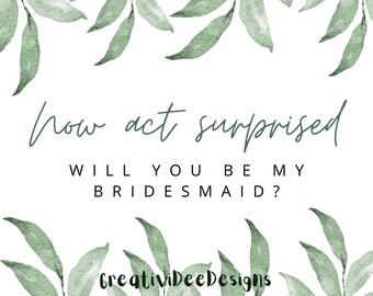 Bridesmaid Proposal Card Template Will You Be My Bridesmaid - Etsy