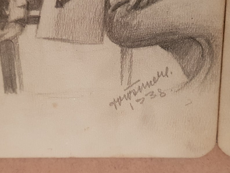 Antique Pencil Drawing From 1938. - Etsy