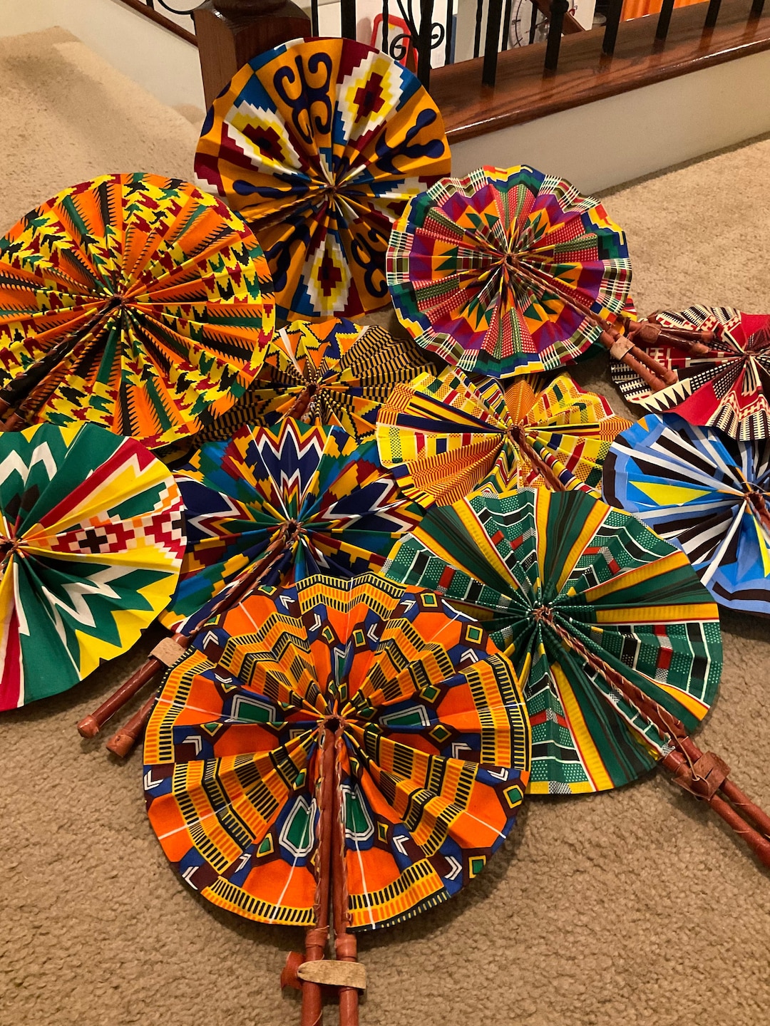 Hand Fan, Africa Fan , Ankara Print, African Print Fans With Leather ...