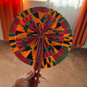 3 Kente Print Hand Fan Set, Africa Fan Folding, Kente Hand Held Fan ...