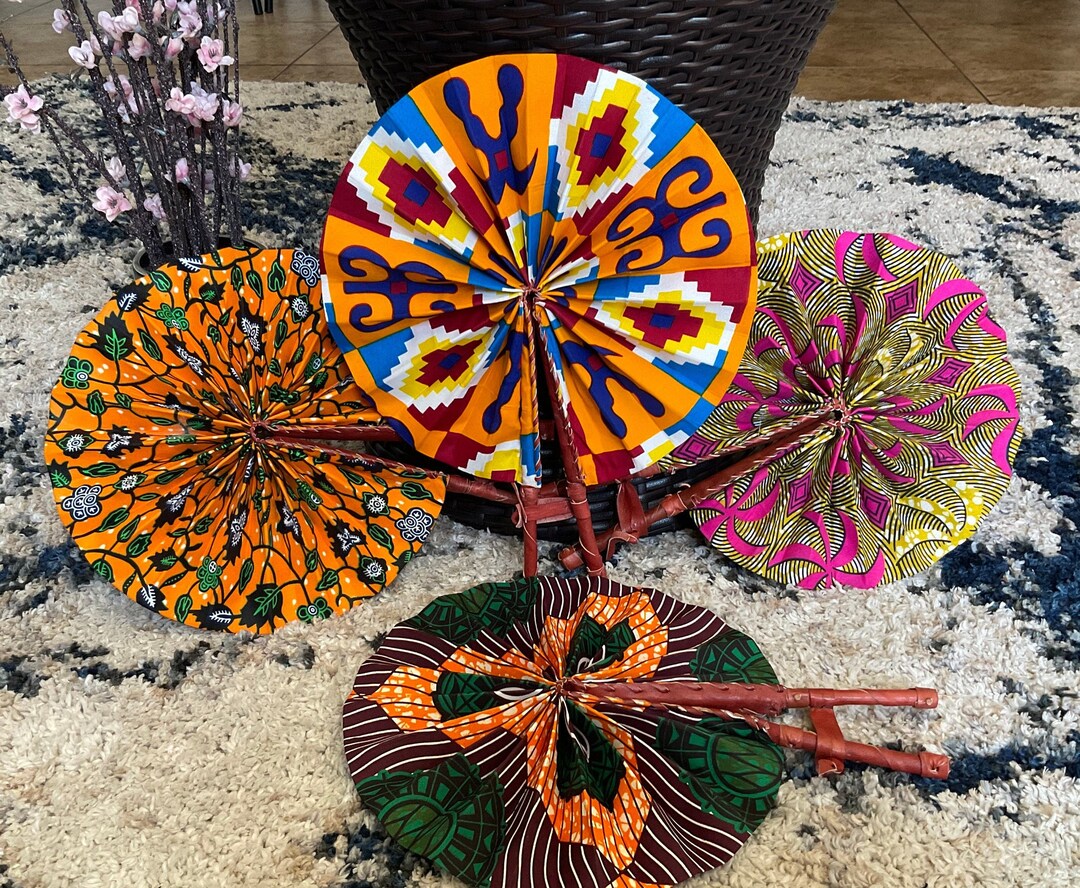 Hand Fan, Africa Fan, Foldable Ankara Fan, RANDOMLY PICKED Fold Fan ...