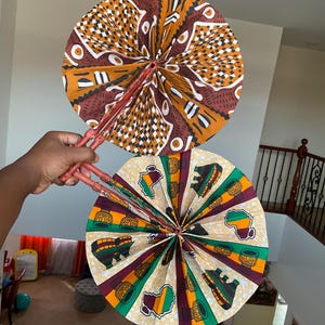 Hand Fan, Africa Fan , Ankara Print, African Print Fans With Leather ...