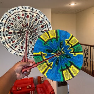 Hand Fan, Africa Fan , Ankara Print, African Print Fans With Leather ...