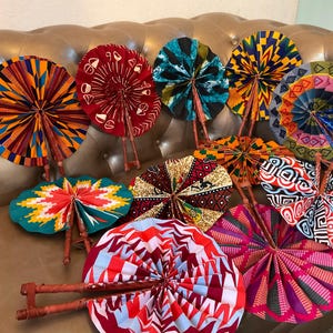 Hand Fan, Africa Fan , Ankara Print, African Print Fans With Leather ...