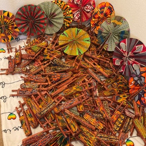 3 Kente Print Hand Fan Set, Africa Fan Folding, Kente Hand Held Fan ...