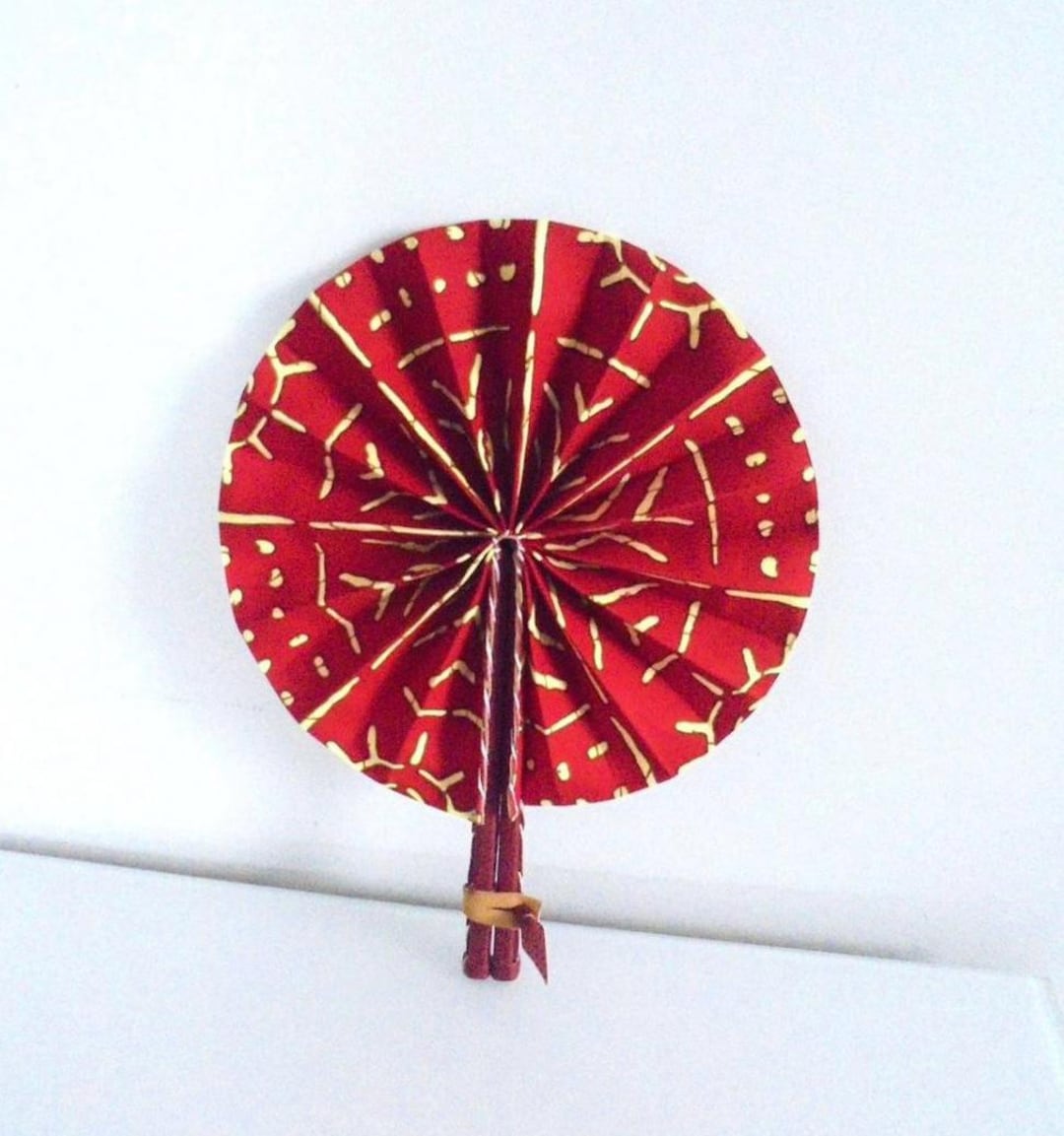 Adinkra Folding Fan, Red Hand Fan, Ankara Print Fan, Decorative Wall ...