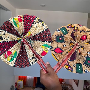 Hand Fan, Africa Fan , Ankara Print, African Print Fans With Leather ...