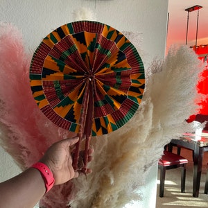 3 Kente Print Hand Fan Set, Africa Fan Folding, Kente Hand Held Fan ...