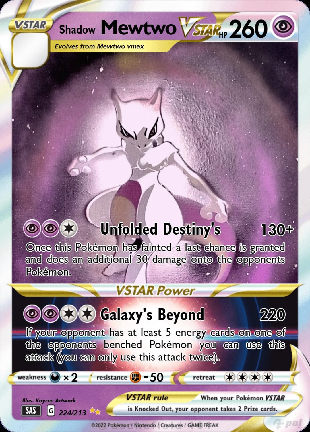 Shadow Mewtwo Vmax Custom Card - Etsy