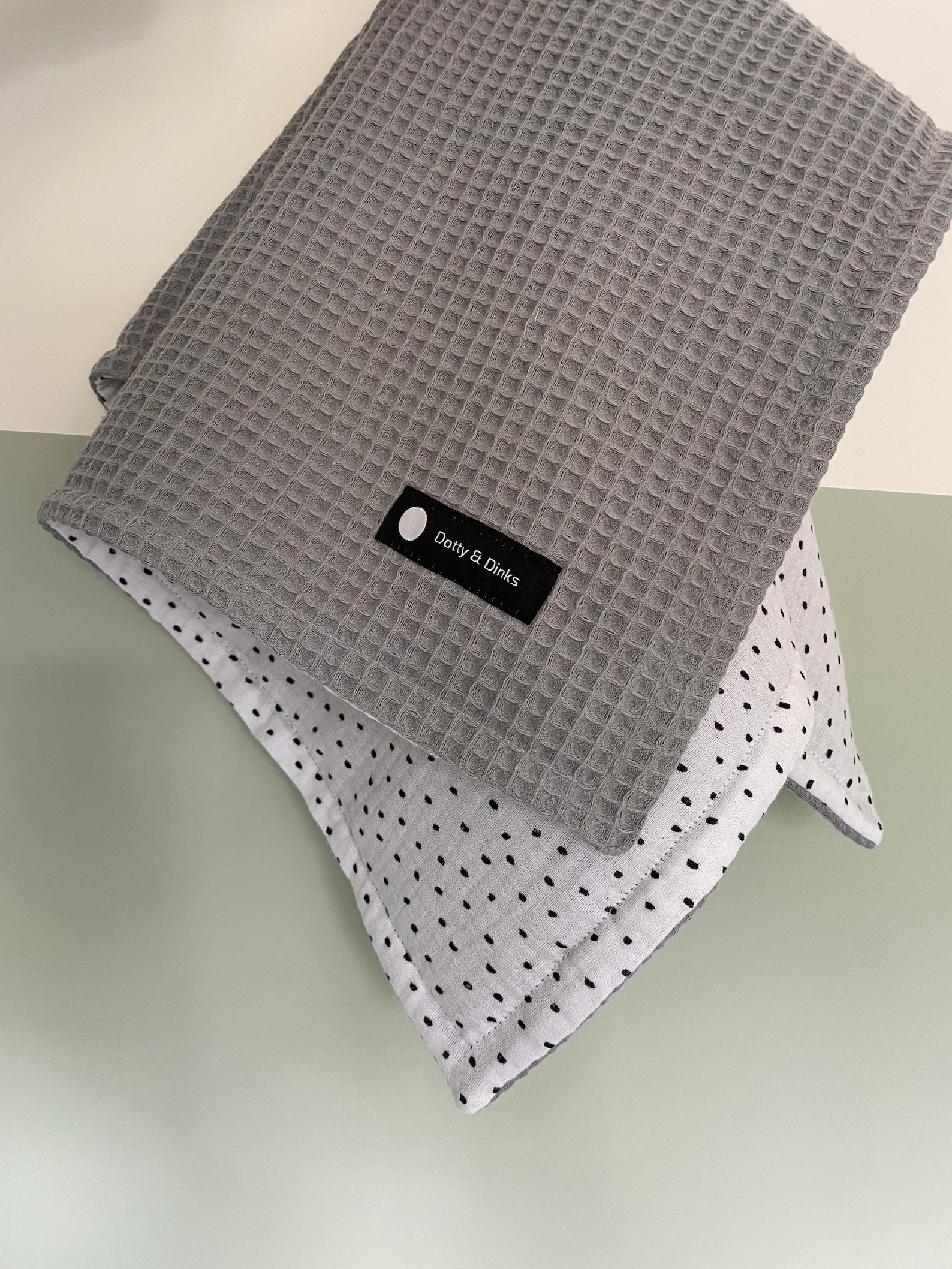 THE MUSLIN DIDDY - 50 X 60cm Waffle Blanket Backed With Speckled Double ...