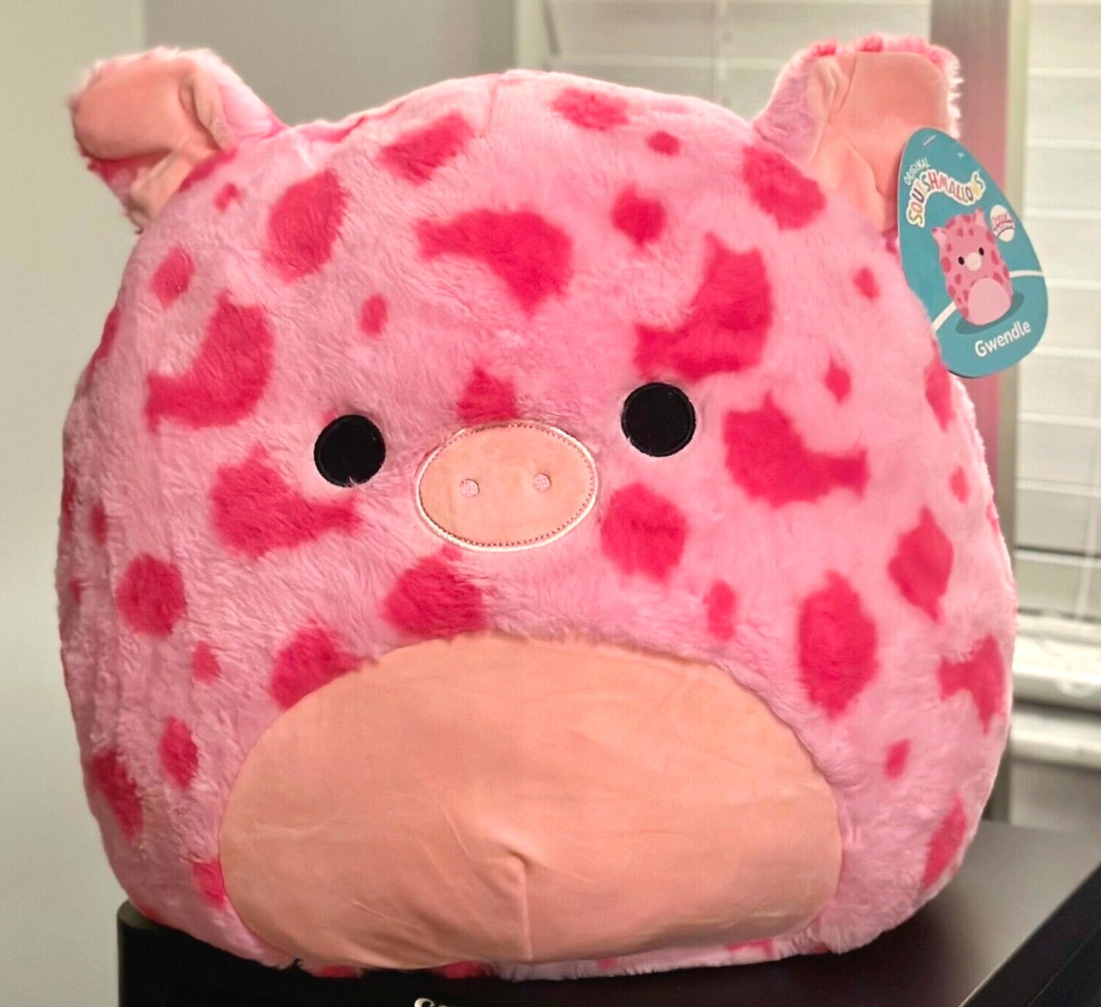 Squishmallows Rare Gwendle Pig 16" Fuzzamallow With Adoption ...