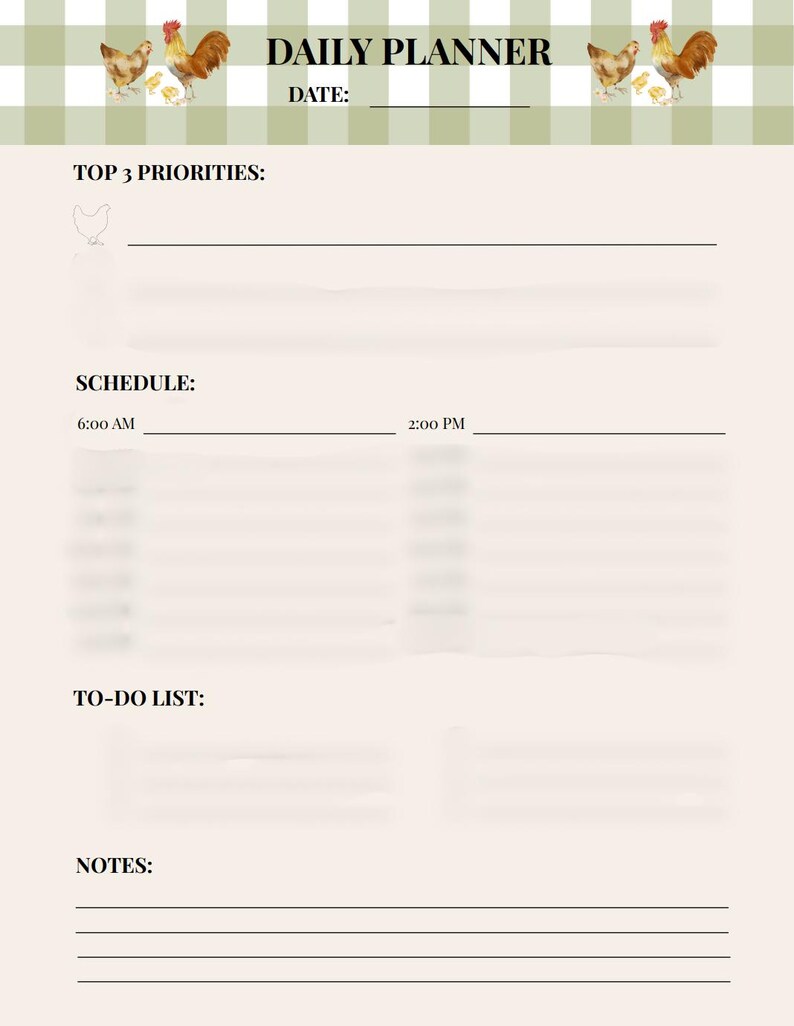 Farmhouse Daily Planner Printable | Editable Canva Template | A4 & US ...