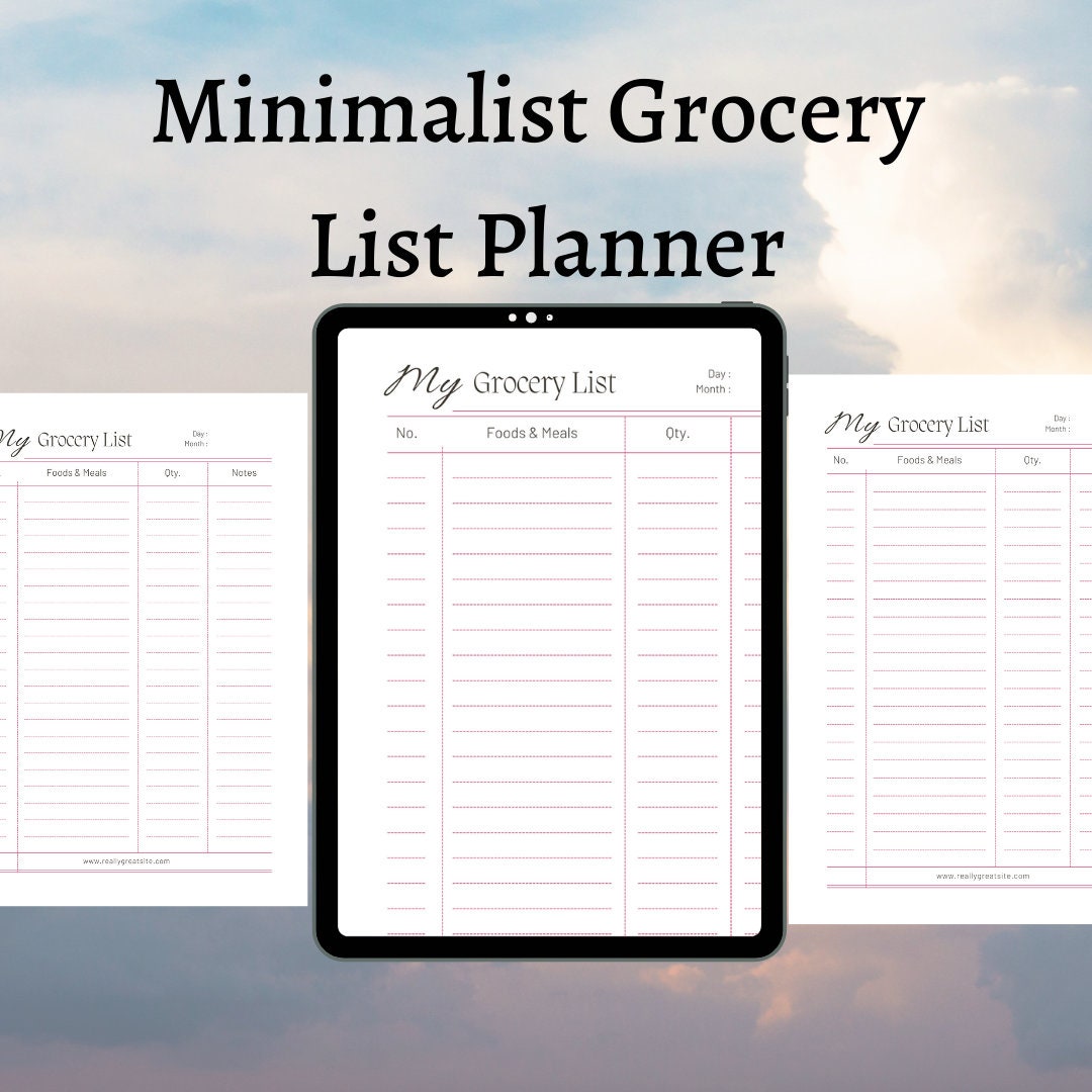 Minimalist Grocery List Planner | Grocery List Printable, Shopping List ...