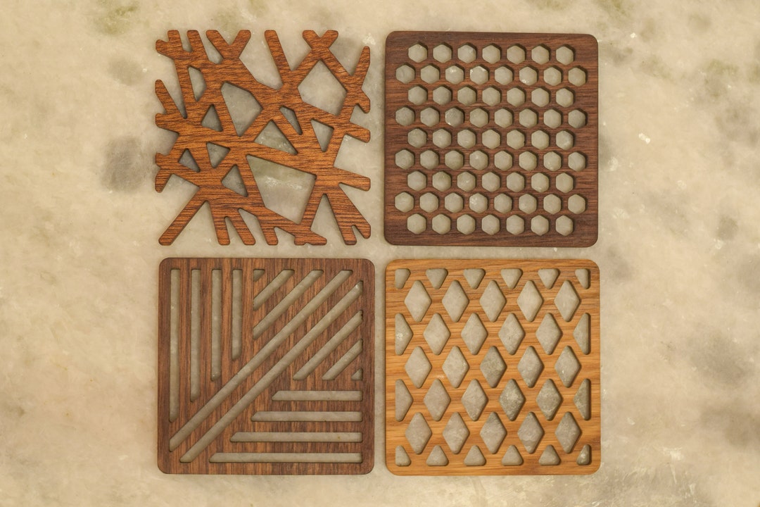 Coasters Made of Solid Wood in Different Designs - Etsy
