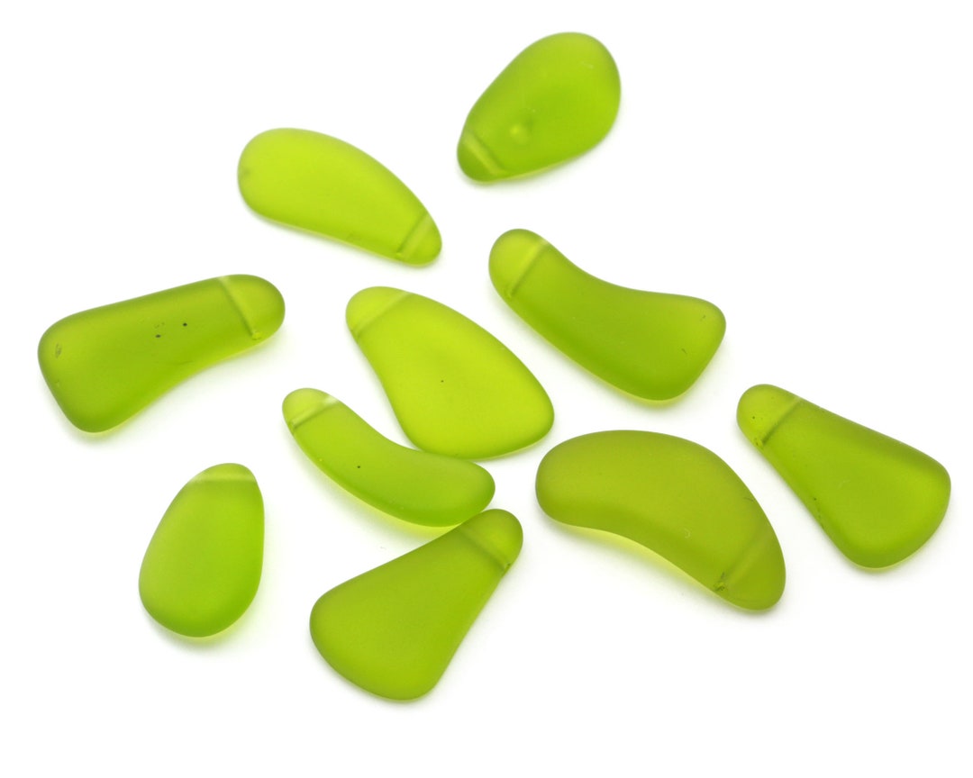 Olive Beach-style Glass Side Drilled Freeform Drop 10-15x21-28mm - Etsy