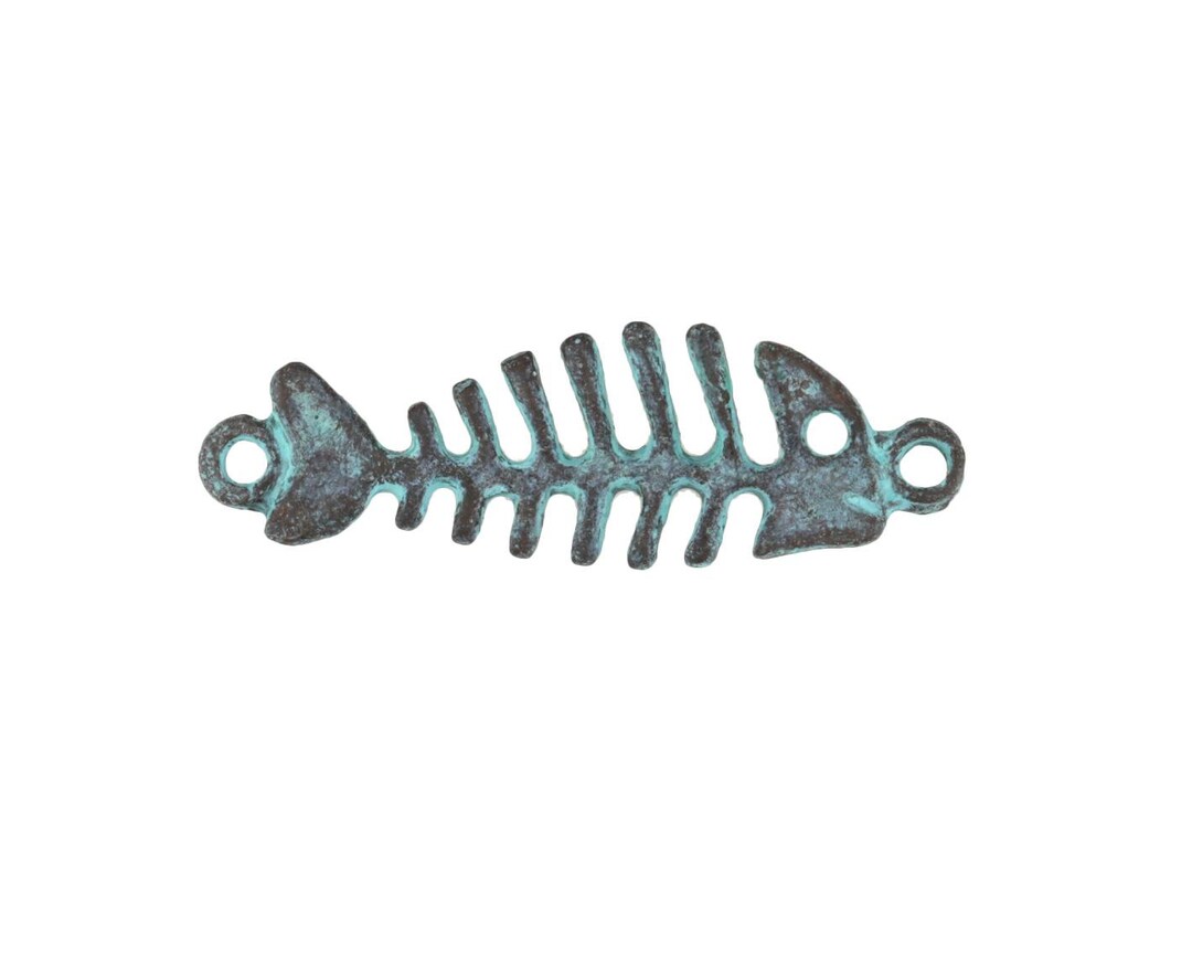 Mykonos Copper (plated) Patina Fish Skeleton Link 36x11mm (package of 6 ...