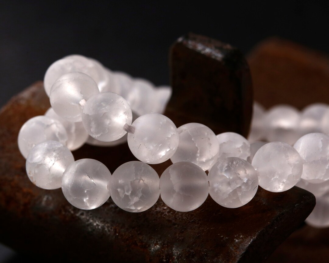 Matte Crackled Rock Crystal Round 8mm Beads - Etsy
