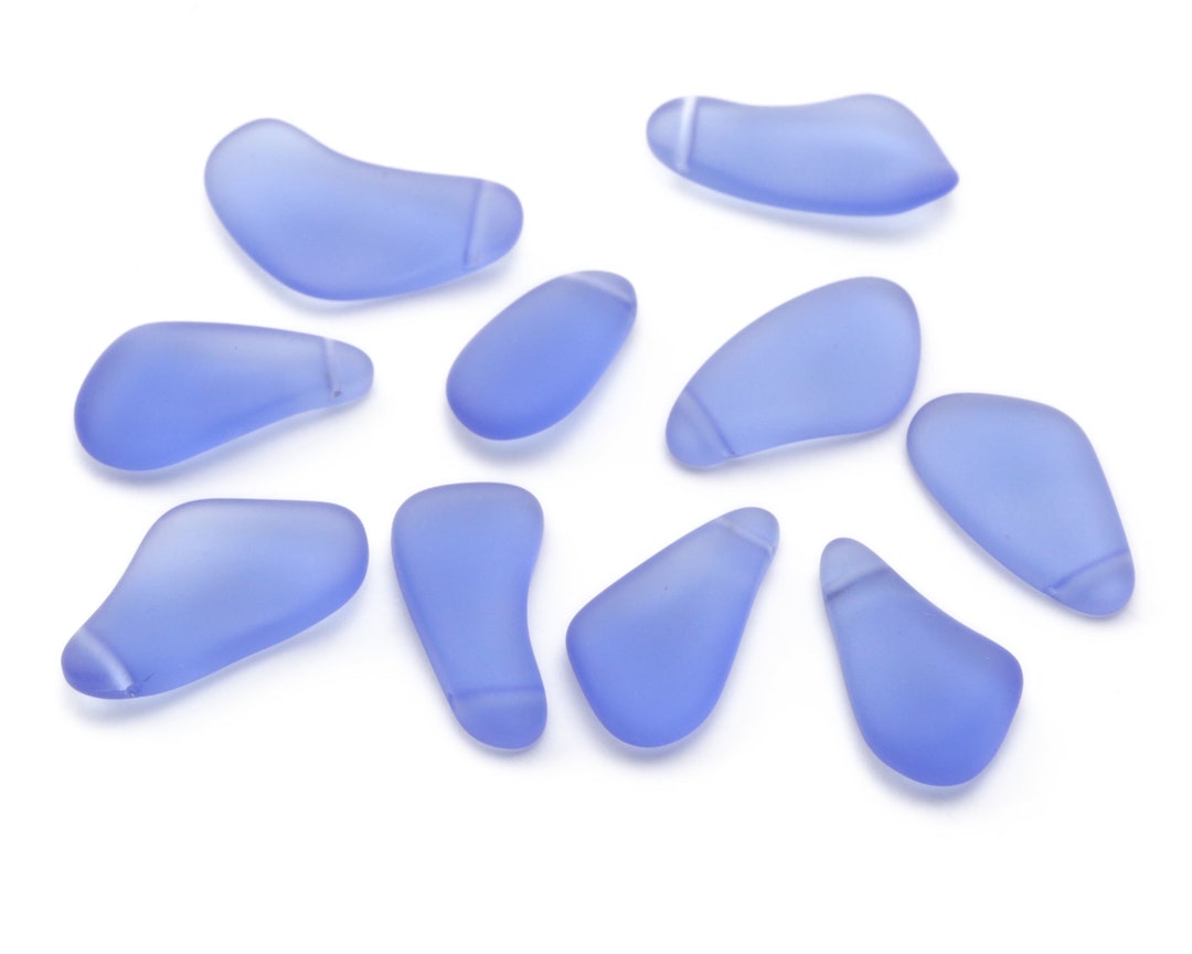 Light Sapphire Beach-style Glass Side Drilled Freeform Drop 10-15x21 ...