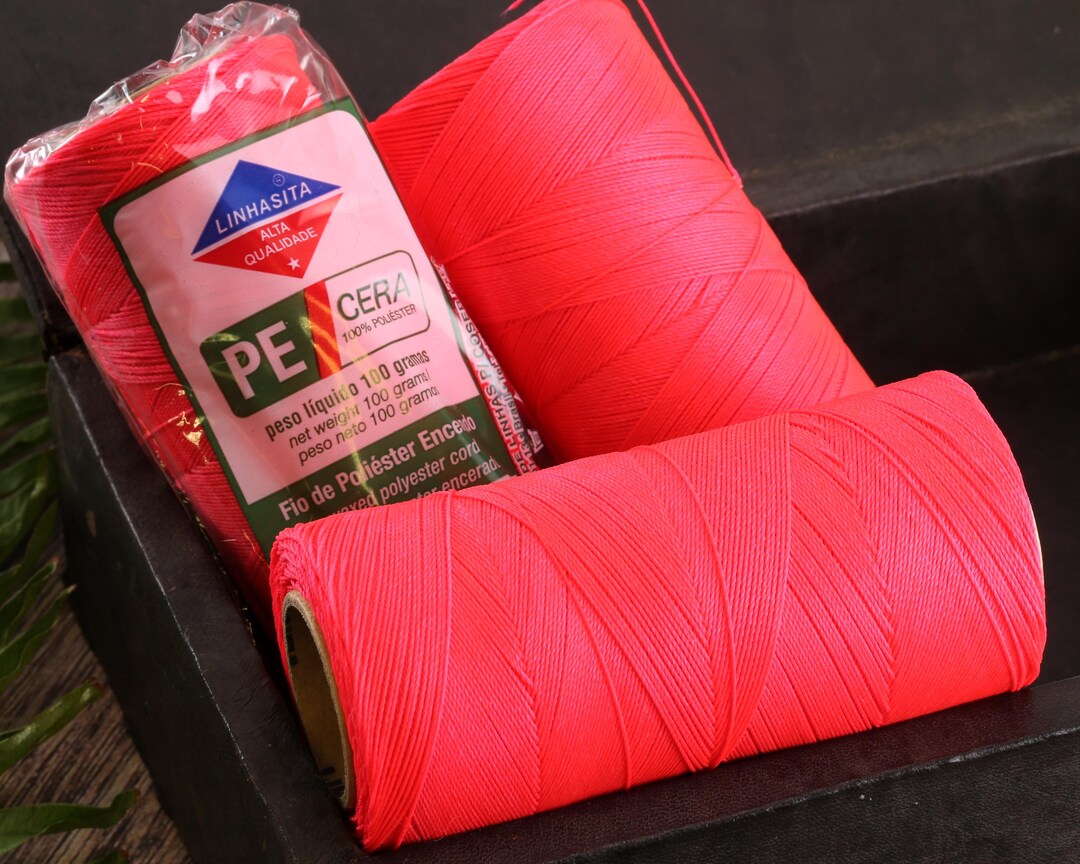 Neon Pink (328) Linhasita Waxed Polyester Cord, PE-1 0.35mm or PE-4 1mm ...