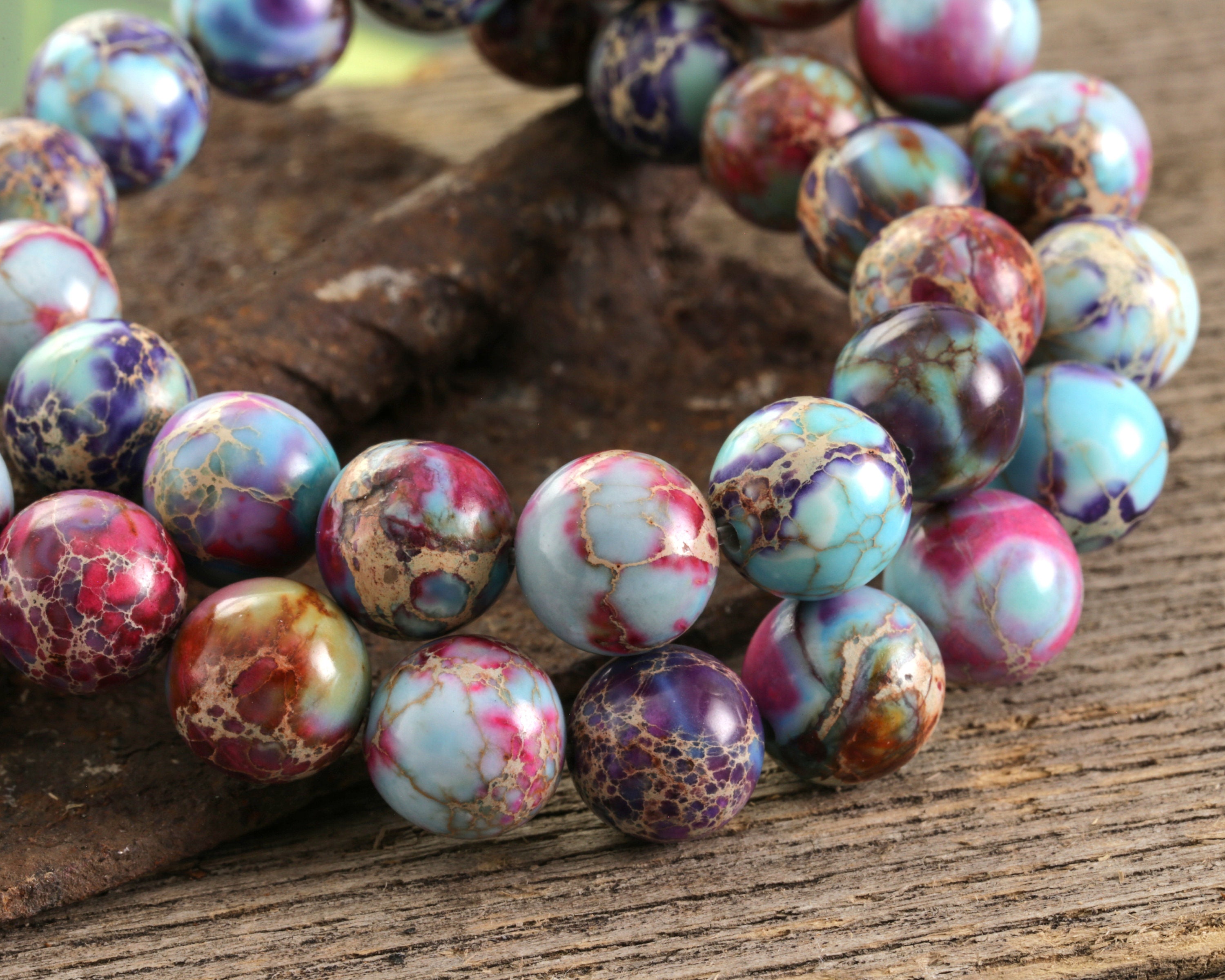 Purple & Aqua Impression Jasper Round 10mm Beads - Etsy