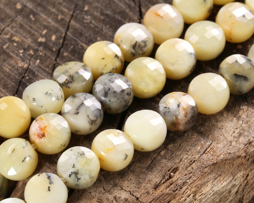 Yellow African Opal Faceted Puff Coin 6.5mm Beads - Etsy