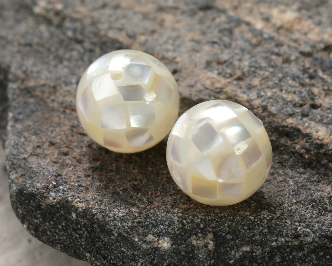 10mm Mother of Pearl Mosaic Shell Round Bead - Etsy