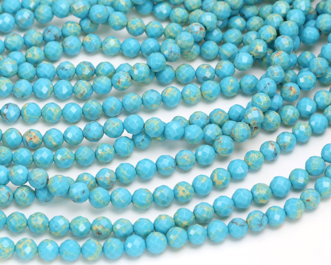 Blue Turquoise Impression Jasper Faceted Round 6mm Beads - Etsy