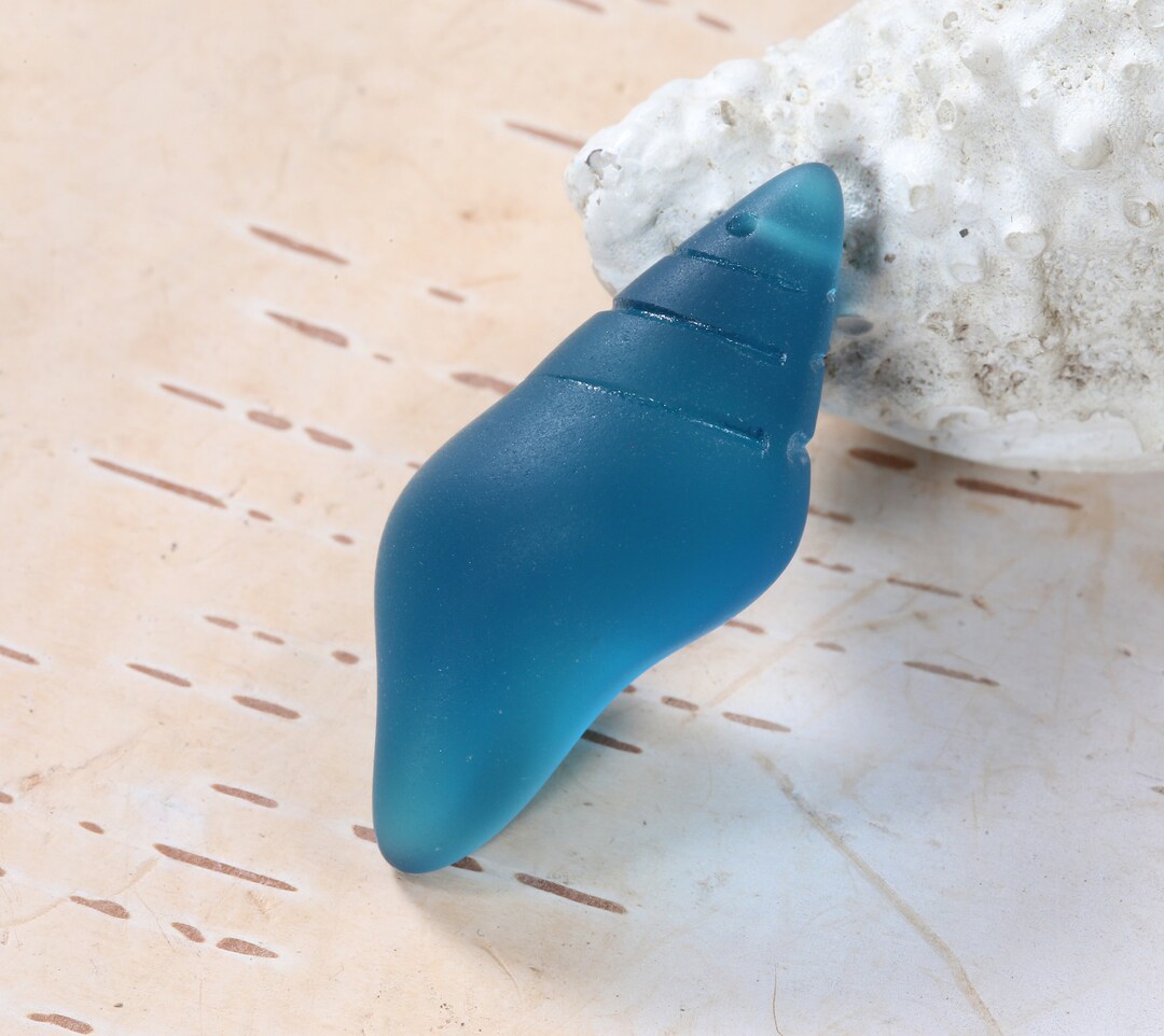 Peacock Blue Beach-style Glass Conch Shell Pendant 20x39mm - Etsy