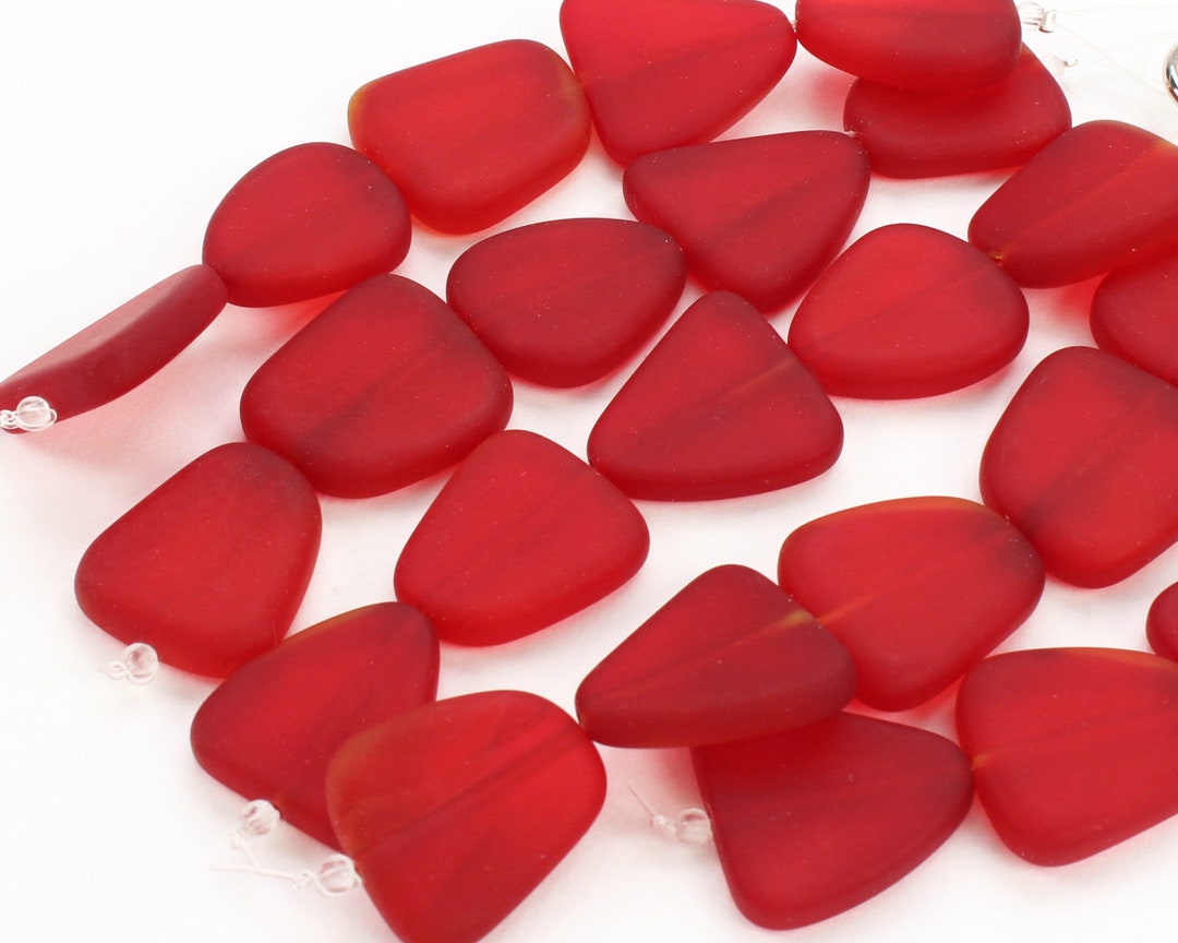 Cherry Red Beach-style Glass Flat Freeform 21-23x18-20mm - Etsy