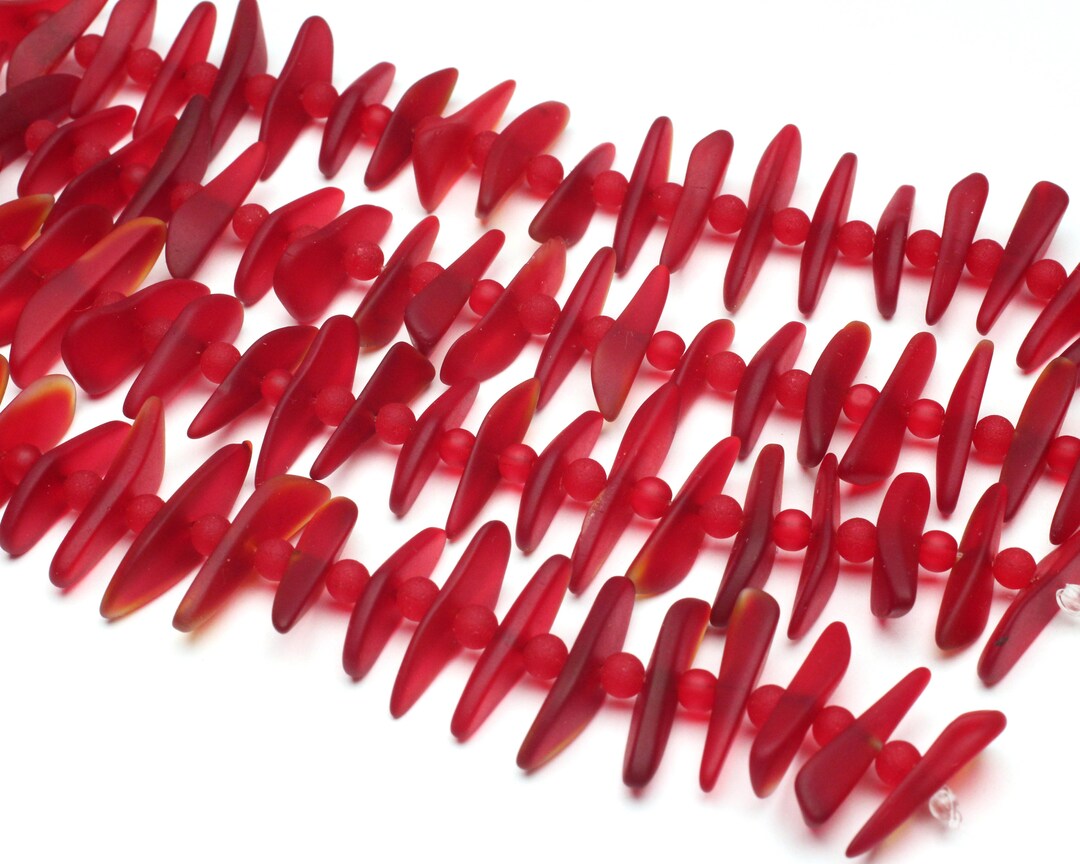 Cherry Red Beach-style Glass Fish Bone 3-4x20-25mm - Etsy