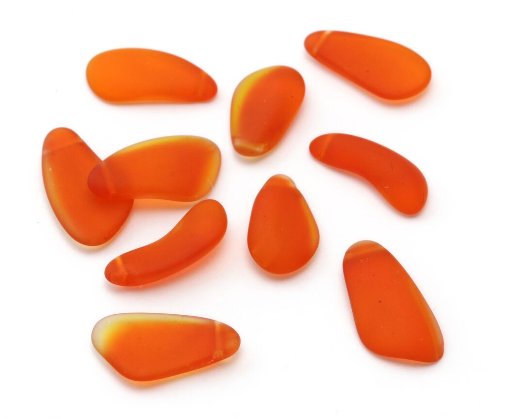 Tangerine Beach-style Glass Side Drilled Freeform Drop 10-15x21-28mm - Etsy