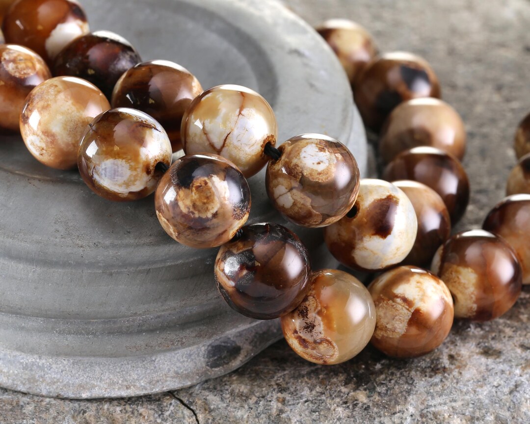 Chocolate Agate Round 12mm Beads - Etsy