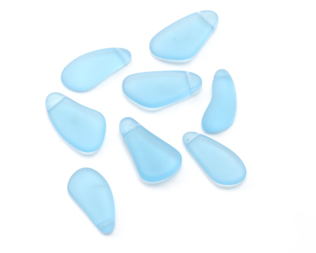 Turquoise Bay Beach-style Glass Side Drilled Freeform Drop 10-15x21 ...