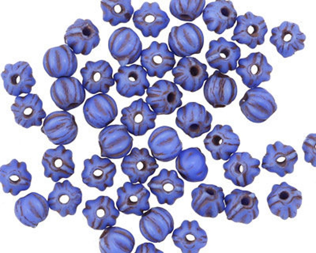 Czech Glass 3mm Melon Round - Indigo W/ Chocolate Wash - Etsy