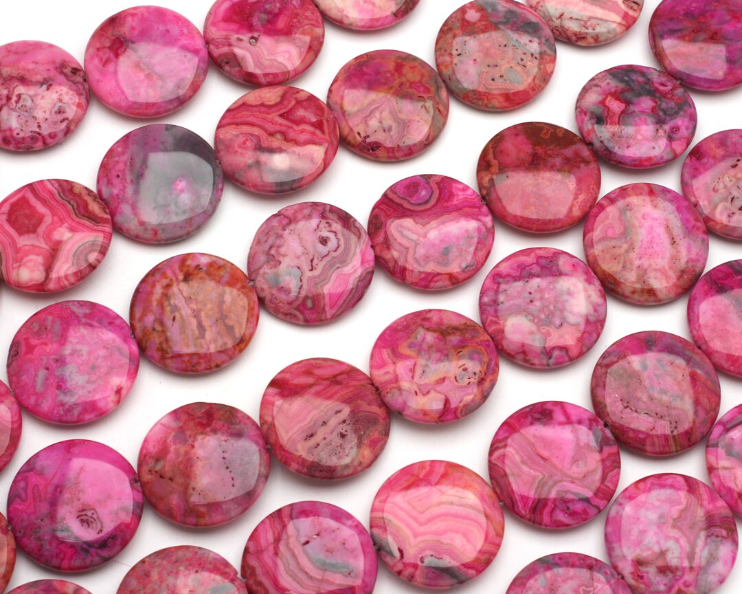 Ruby Crazy Lace Agate Puff Coin 30mm Beads - Etsy