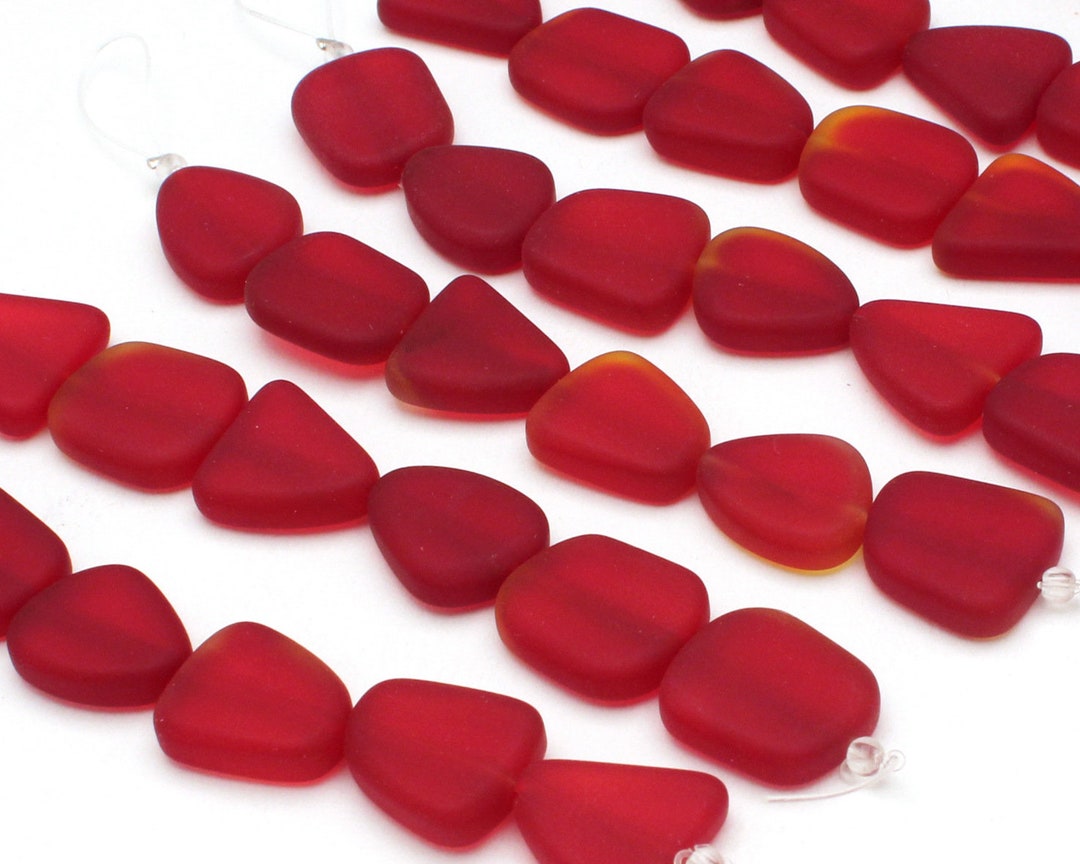 Cherry Red Beach-style Glass Flat Freeform 15x13-15mm - Etsy