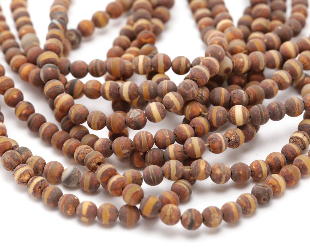 Tibetan (dzi) Agate Matte Rust Banded Round 6mm Beads - Etsy