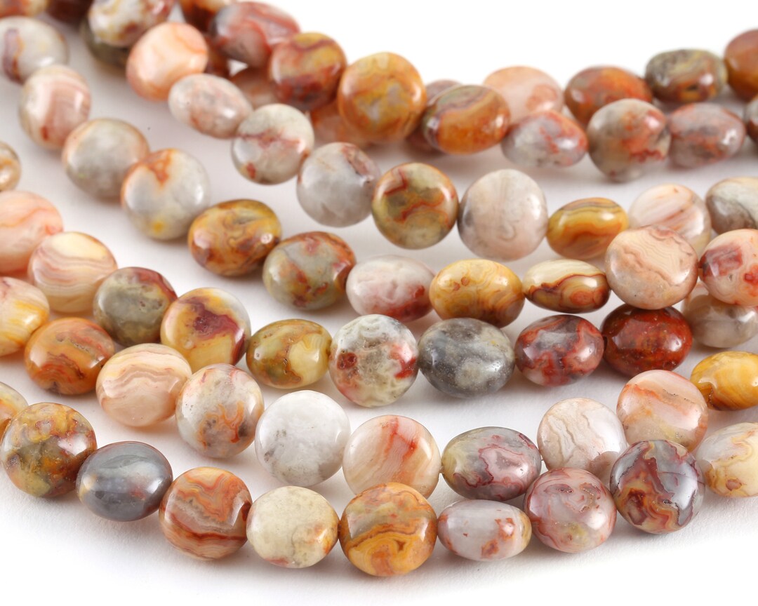 Red Crazy Lace Agate Puff Coin 8mm Beads - Etsy