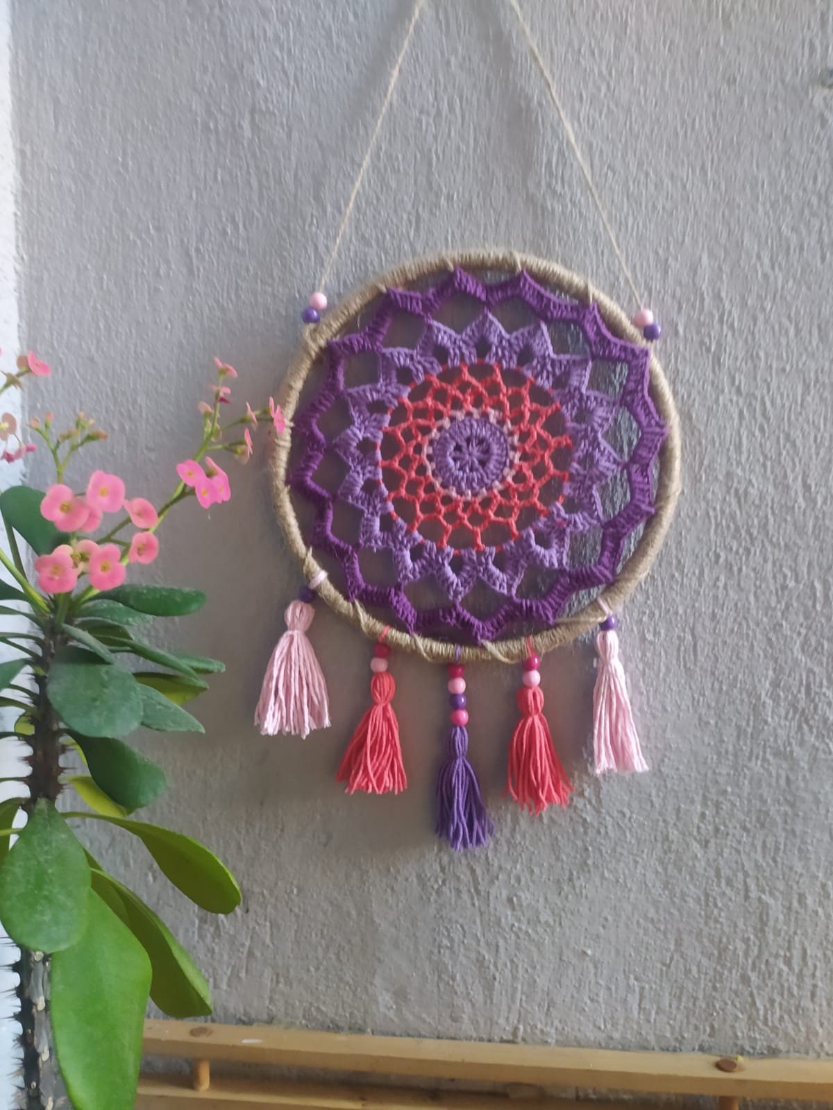 Handmade Colorful Macrame Mandala Wall Hanging With Tassels and Beads ...